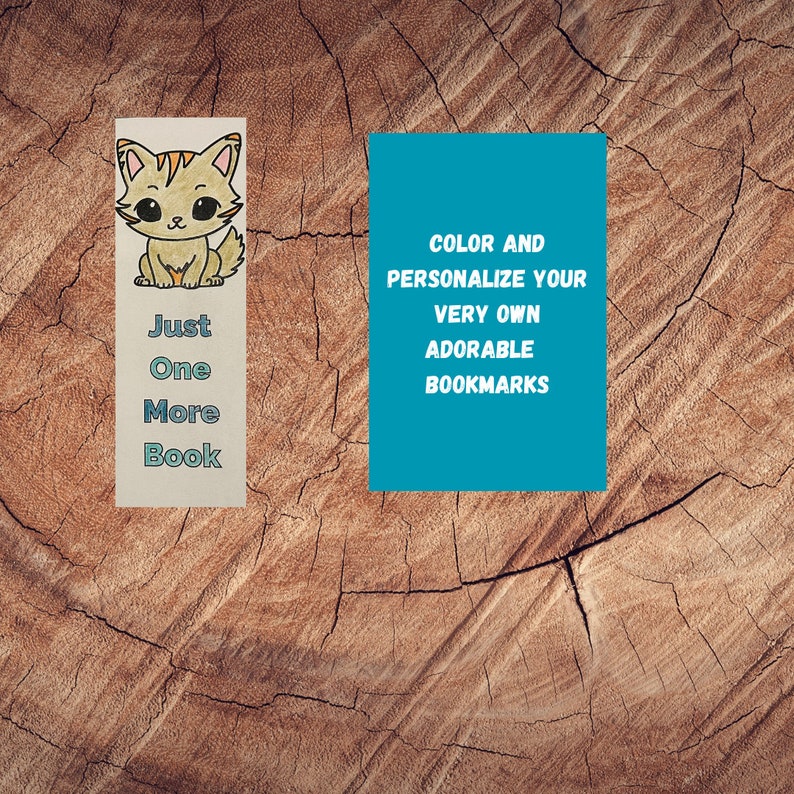 Coloring Printable Bookmarks Adorable Cats and Books Kids - Etsy