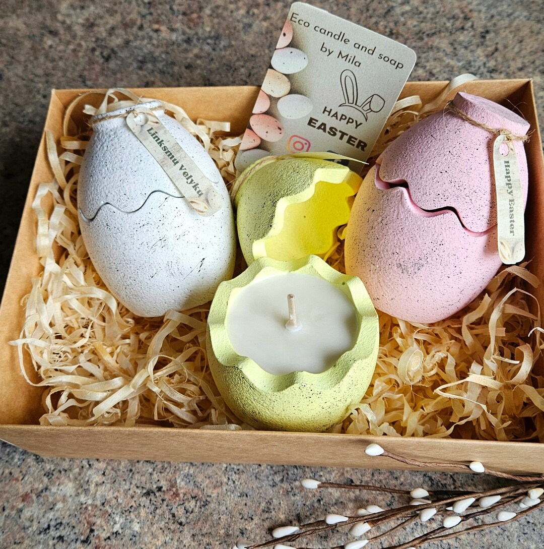 Easter Candles Gift, Easter Gift Set, Easter Gypsum Egg, Easter Table ...