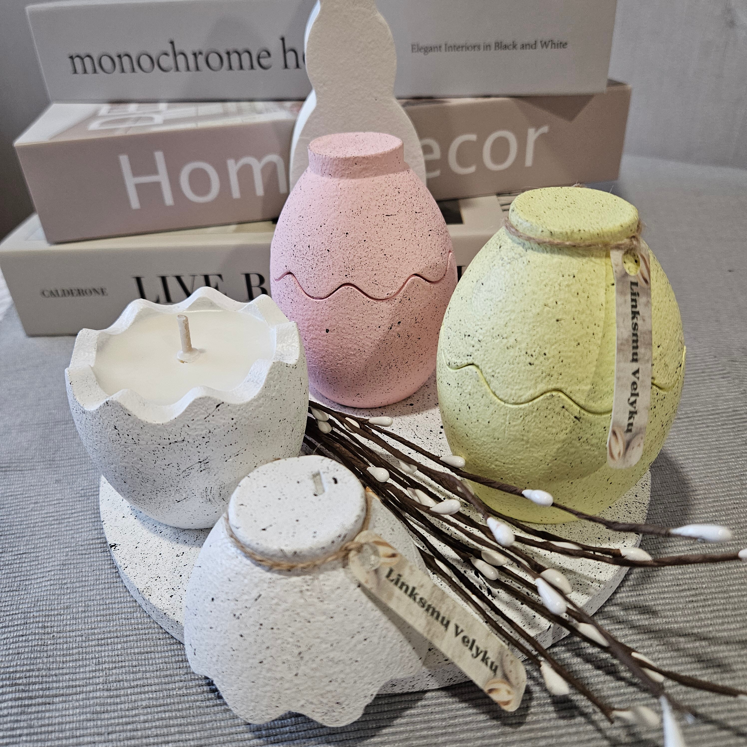 Easter Candles Gift, Easter Gift Set, Easter Gypsum Egg, Easter Table ...