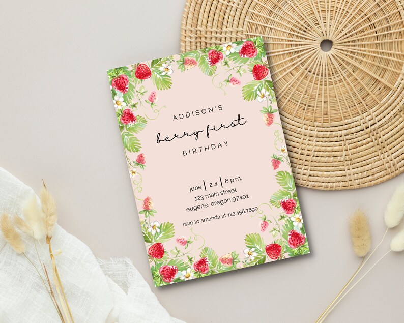 Berry First Birthday, First Birthday Invitation, 1st Birthday ...