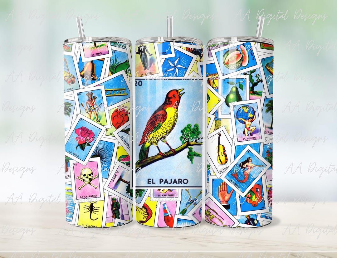 El Pajaro #20 Loteria Mexico Game Card Background 20 Ounce Wrap for ...