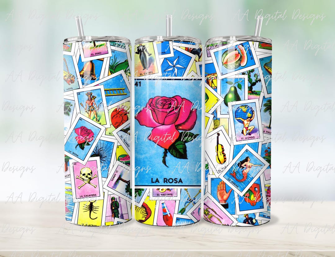 La Rosa the Rose Loteria Mexico Game Card Background 20 Ounce Wrap for ...