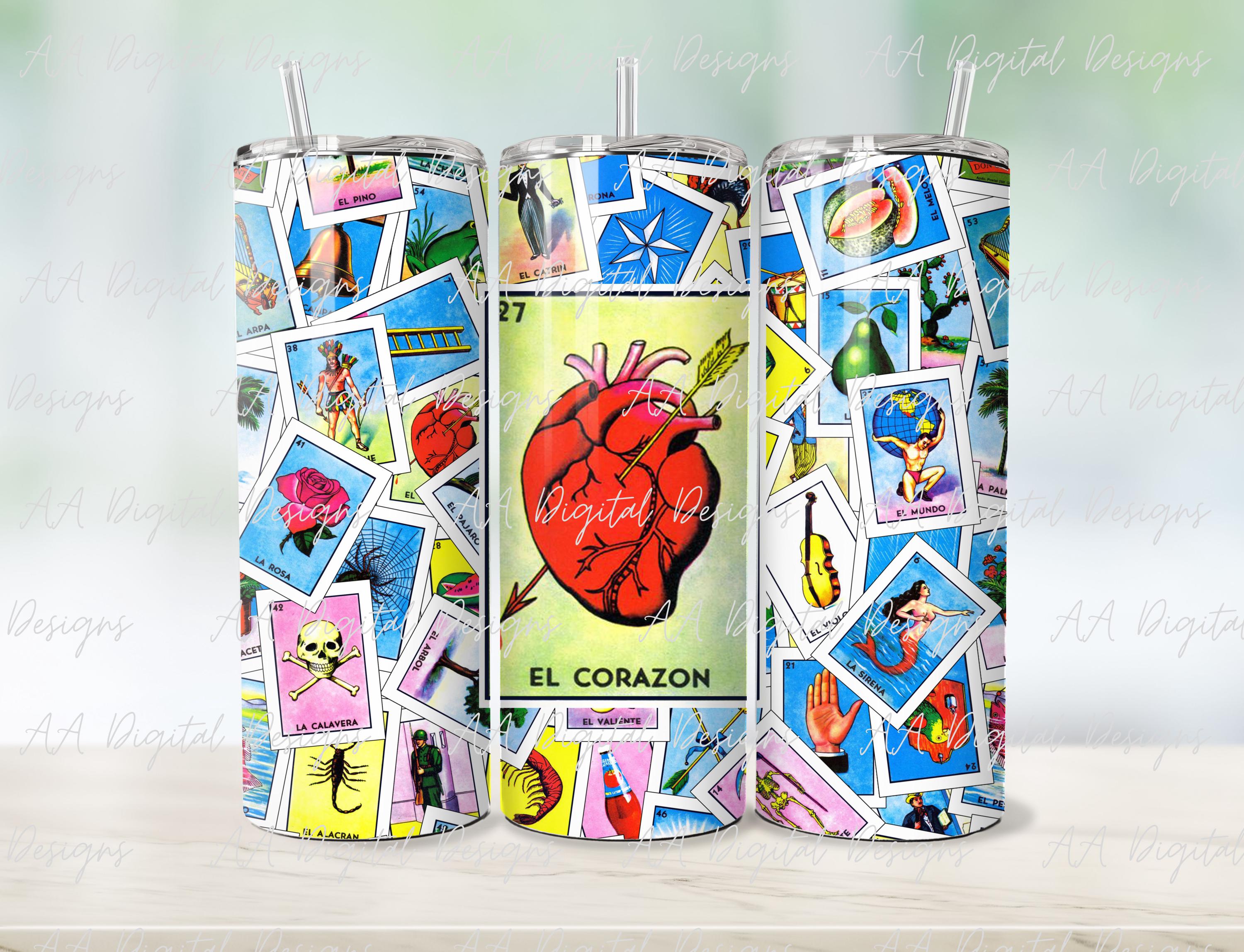 El Corazon #27 Loteria Mexico Game Card Background 20 Ounce Wrap for ...