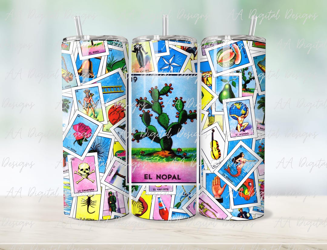 El Nopal Cactus Loteria Mexico Game Card Background 20 Ounce Wrap for ...