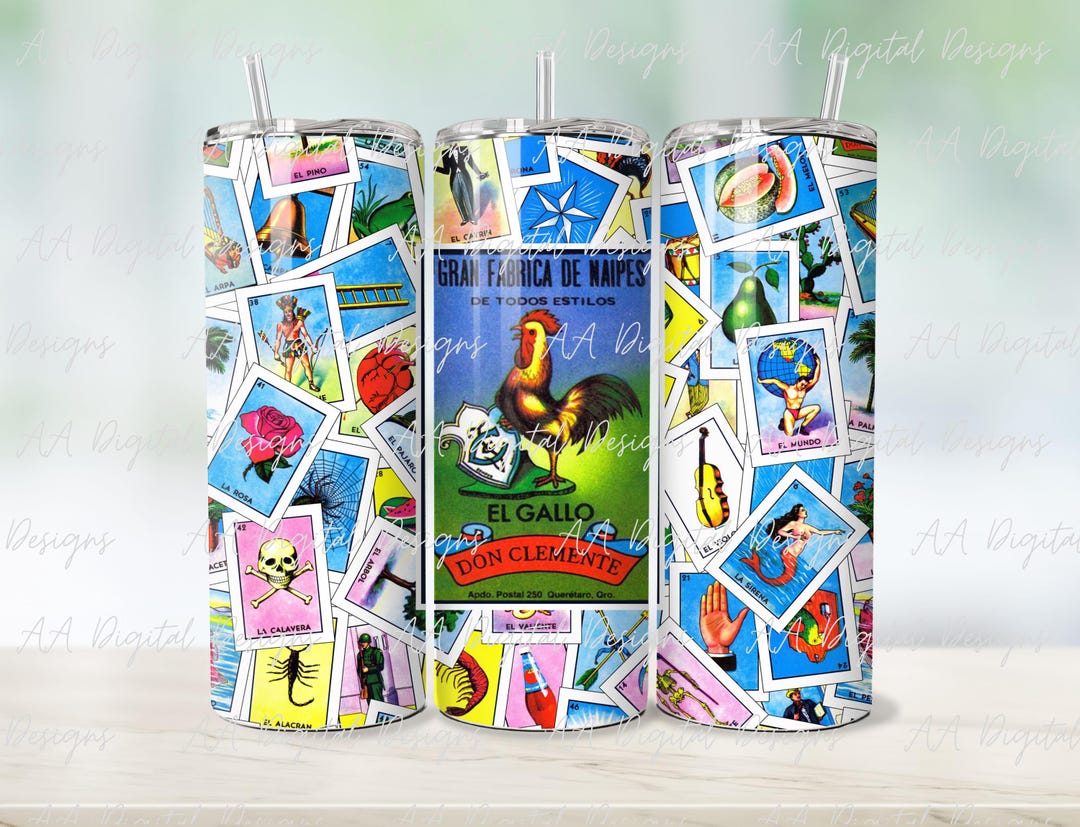 El Gallo Rooster Loteria Mexico Game Card Background 20 Ounce Wrap for ...