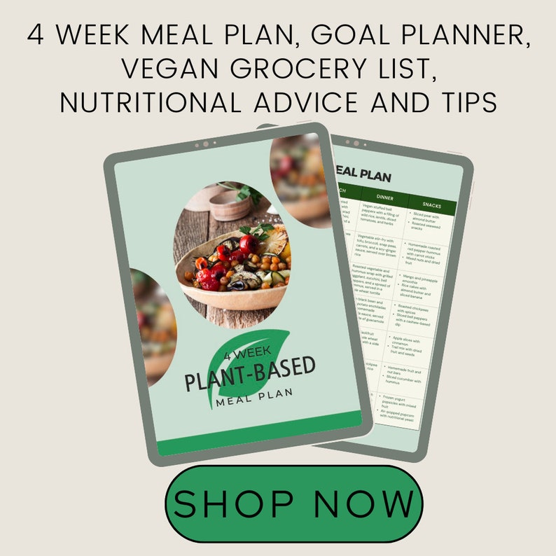 4-week Vegan Meal Plan With Nutritional Guide & Goal Setting Healthy ...