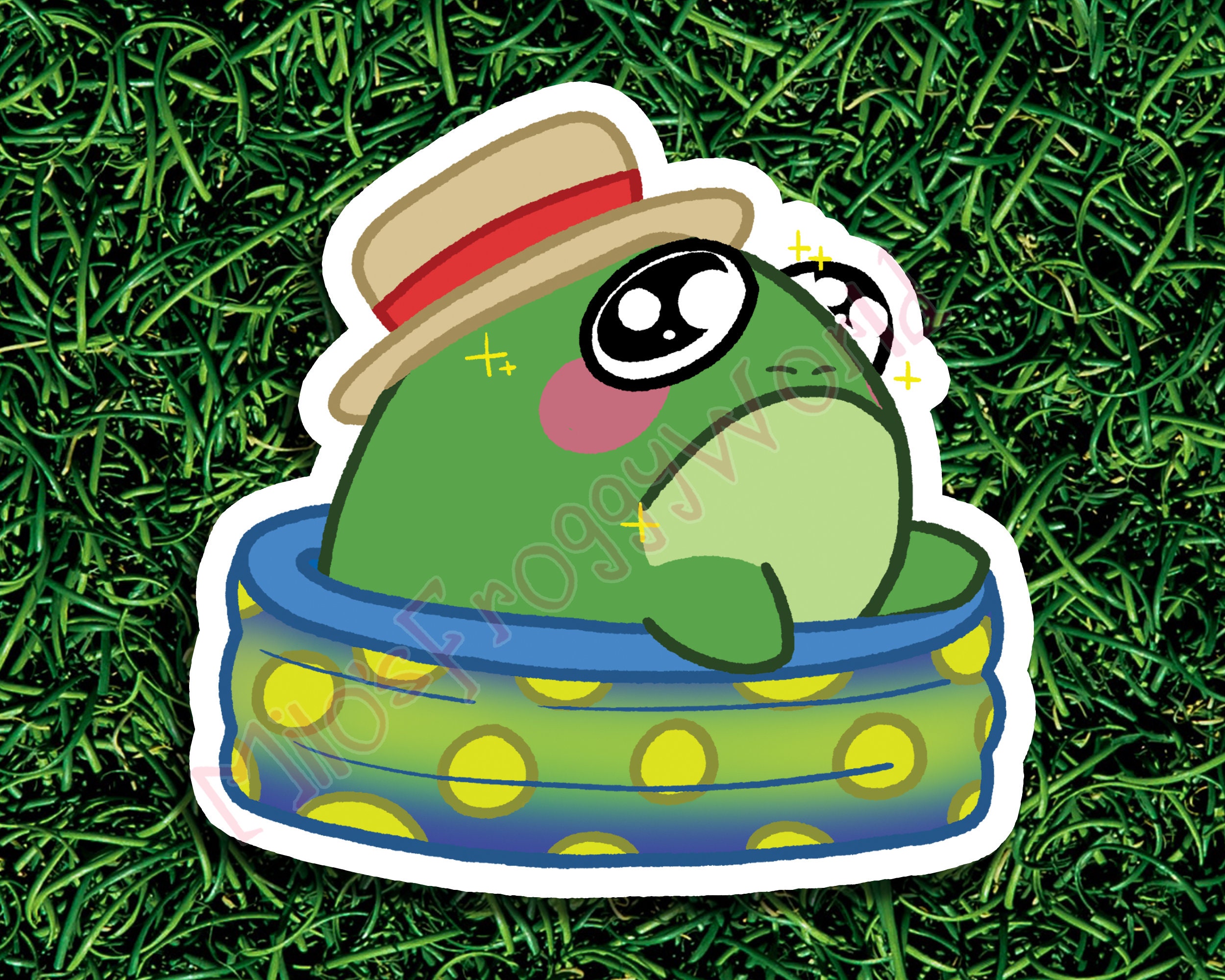 Kiddie Pool Frog Sticker | Cute, Kawaii Vinyl Sticker | Laptop Sticker ...
