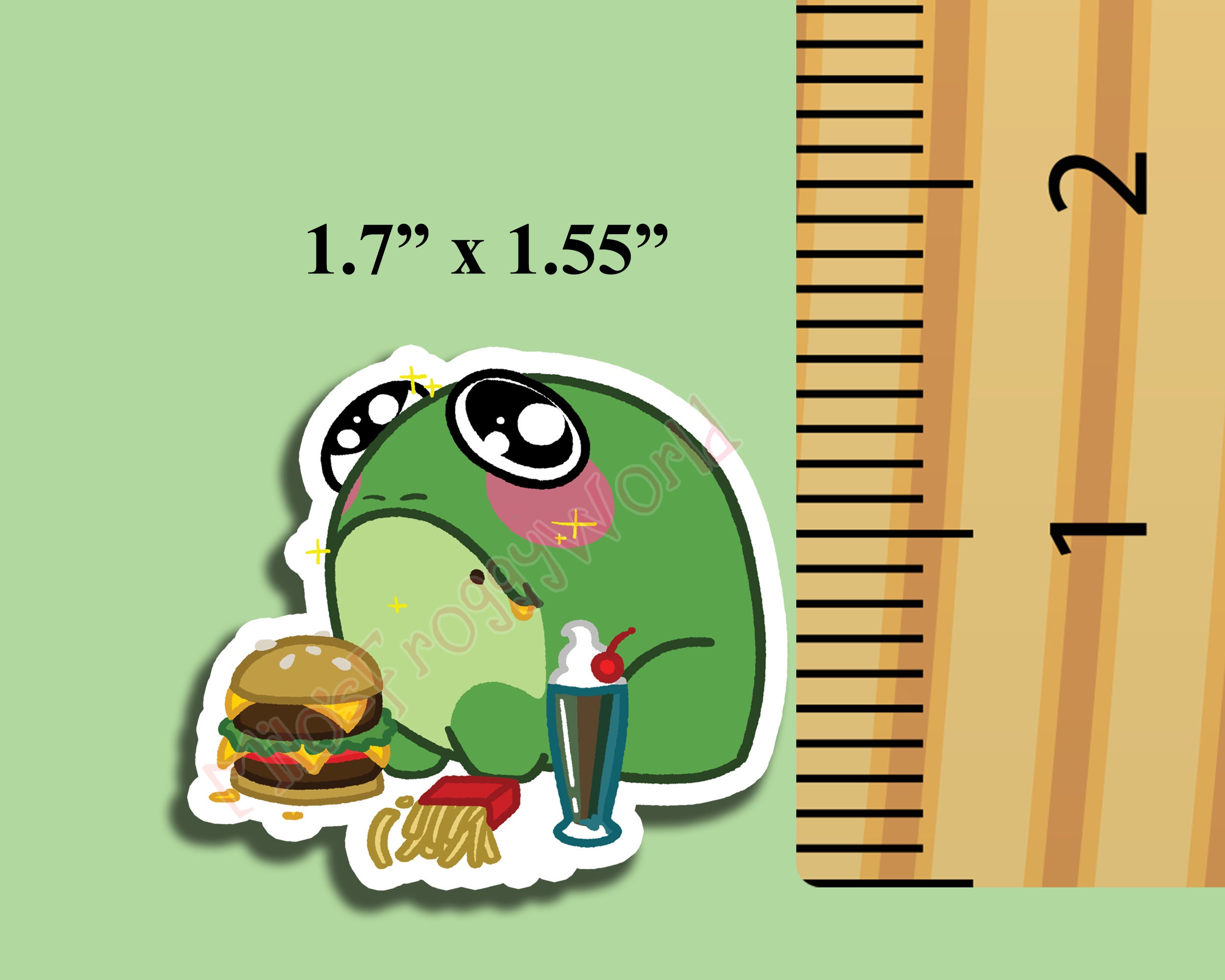 Cheeseburger Frog Sticker Cute, Kawaii Vinyl Sticker Laptop Sticker ...