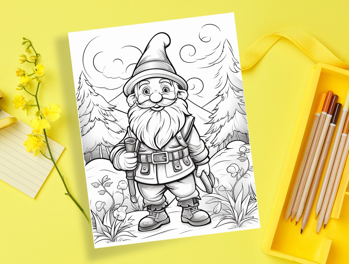 25 Gnomes Coloring Book, Educational Activities for Adults and Kids ...