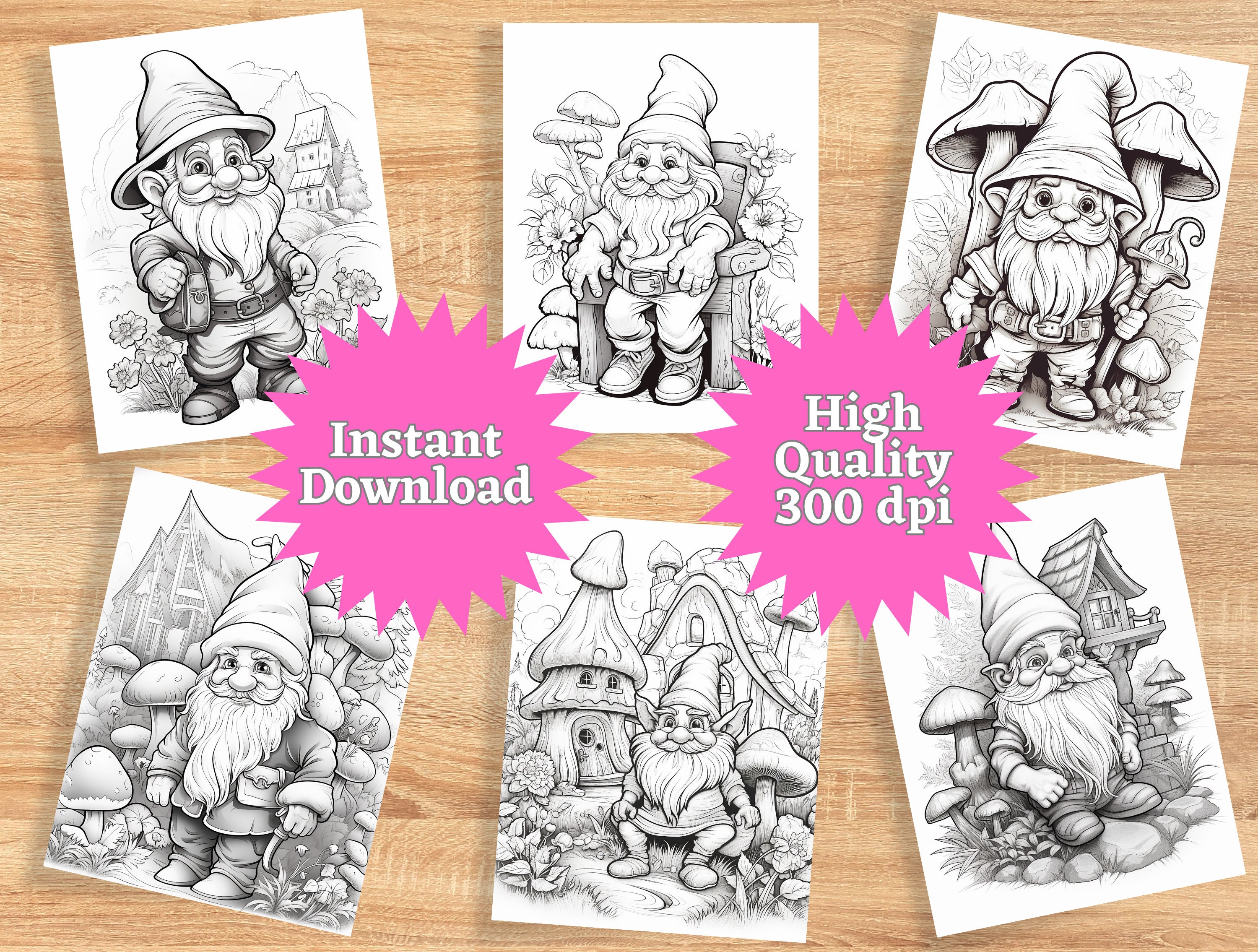 25 Gnomes Coloring Book, Educational Activities for Adults and Kids ...