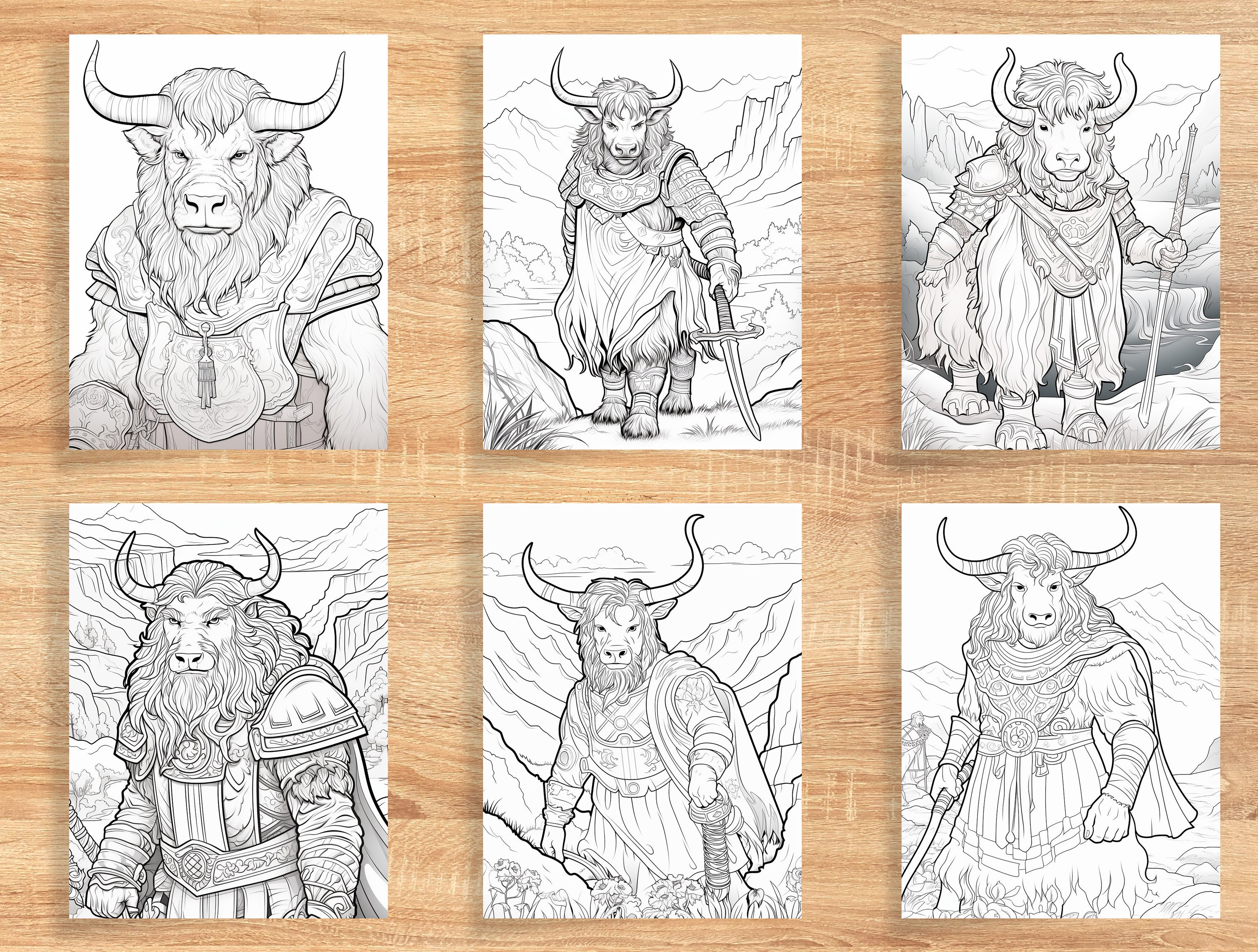 Highland Cow Knight Coloring Book: Elevate Your Coloring Experience ...