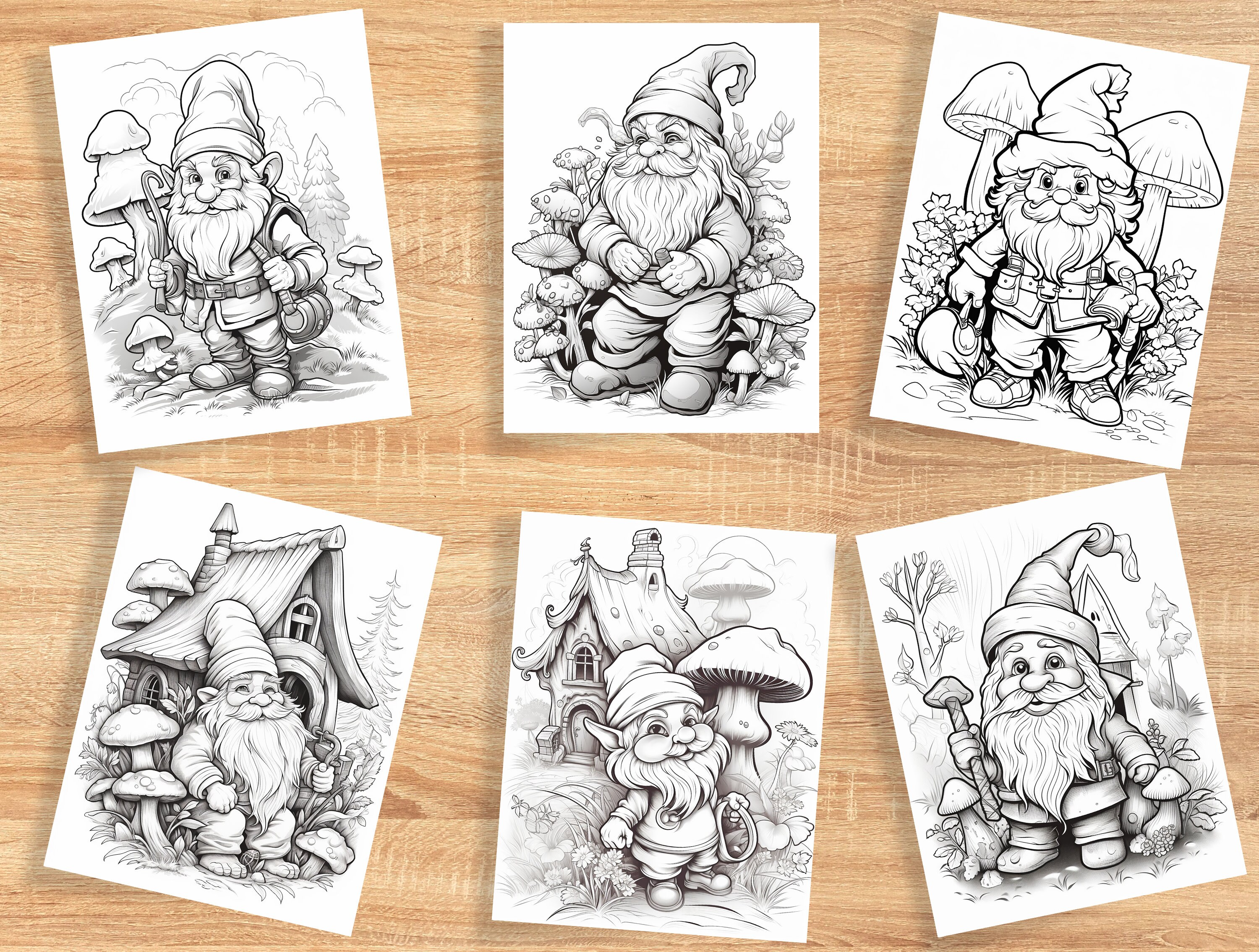 25 Gnomes Coloring Book, Educational Activities for Adults and Kids ...