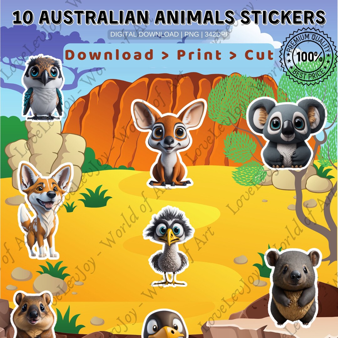 Australian Wildlife Clipart Digital Downloads, 10 Outback Australia ...