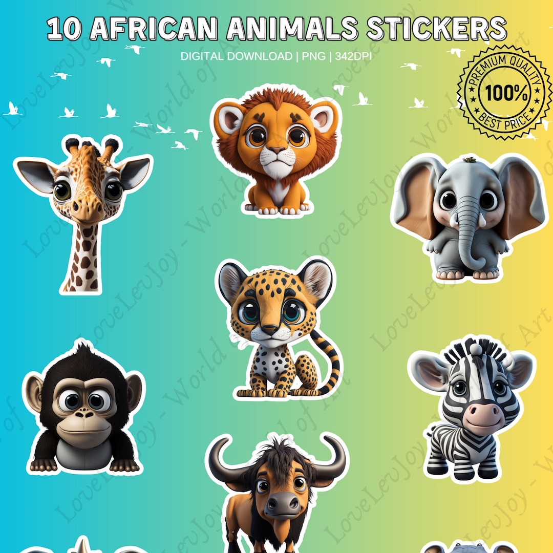 10 African Animals Stickers Premium Quality - Etsy