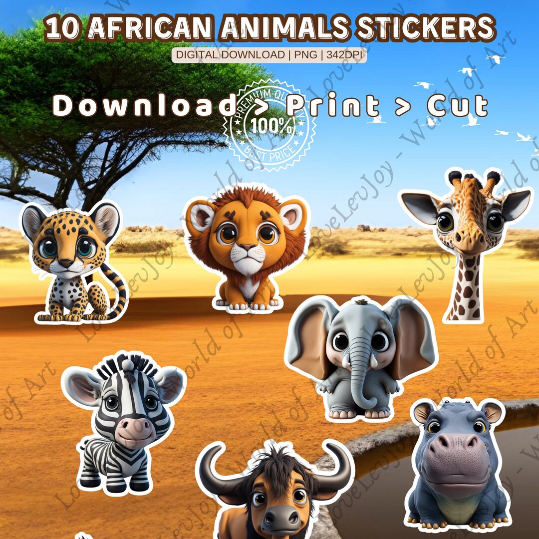 10 African Animals Stickers - Premium Quality - Etsy