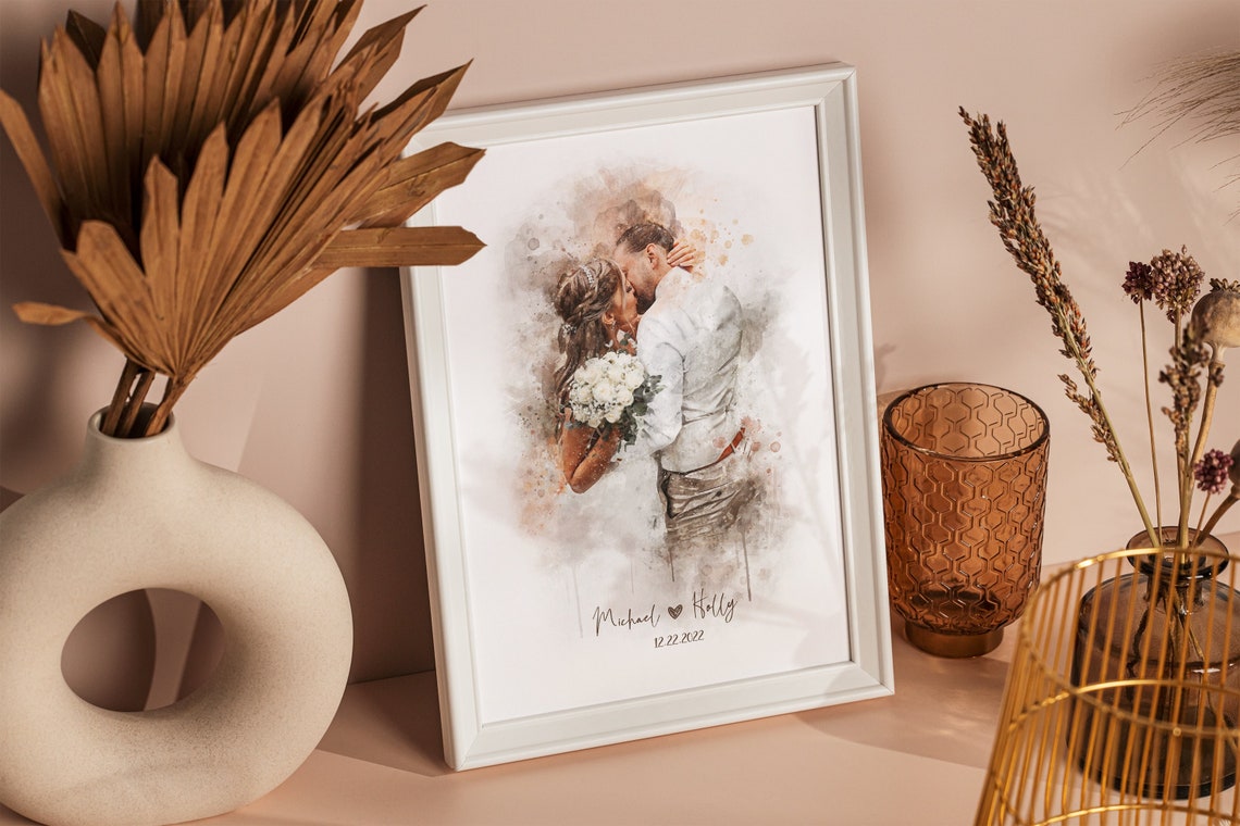 Personalized Couple Portrait From Photo Custom Couple Illustration ...