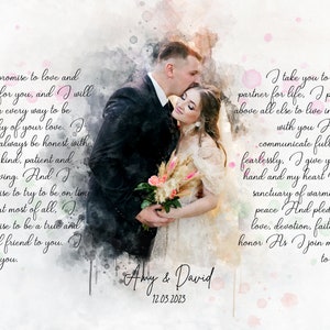 Personalized Wedding Vow Sign Wedding Vow on Canvas Watercolor Couple ...