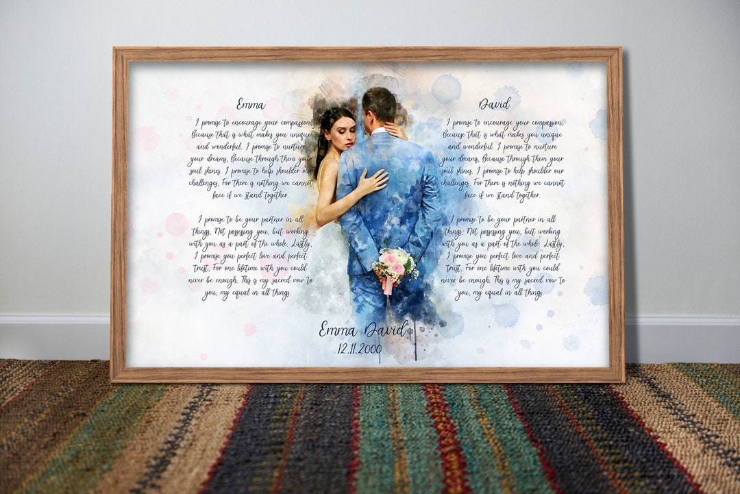 Vows Custom Art, Art Gift for Wedding Vows, Wedding Vows Portrait ...