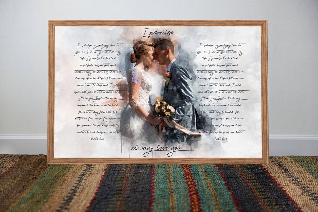 Custom Vow Art, Custom Vow Sign, Vow Framed Canvas, Vow Print, Couple ...