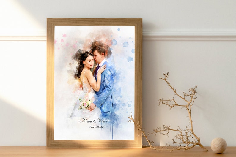 Personalized Couple Portrait From Photo Couple Illustration Anniversary ...