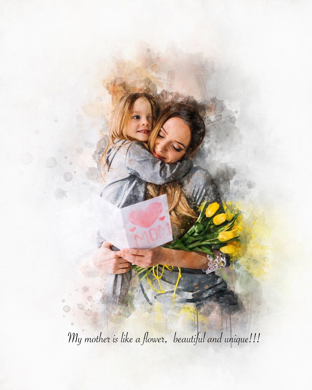 Unique Gift for My Mum, Custom Gifts for Mum, Portrait From Photo Print ...