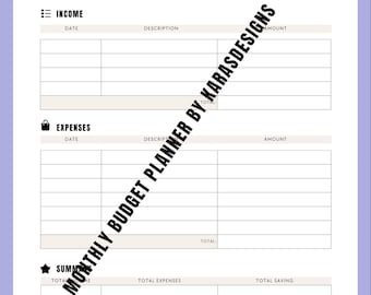 Simple Digital Monthly Budget Planner - Etsy
