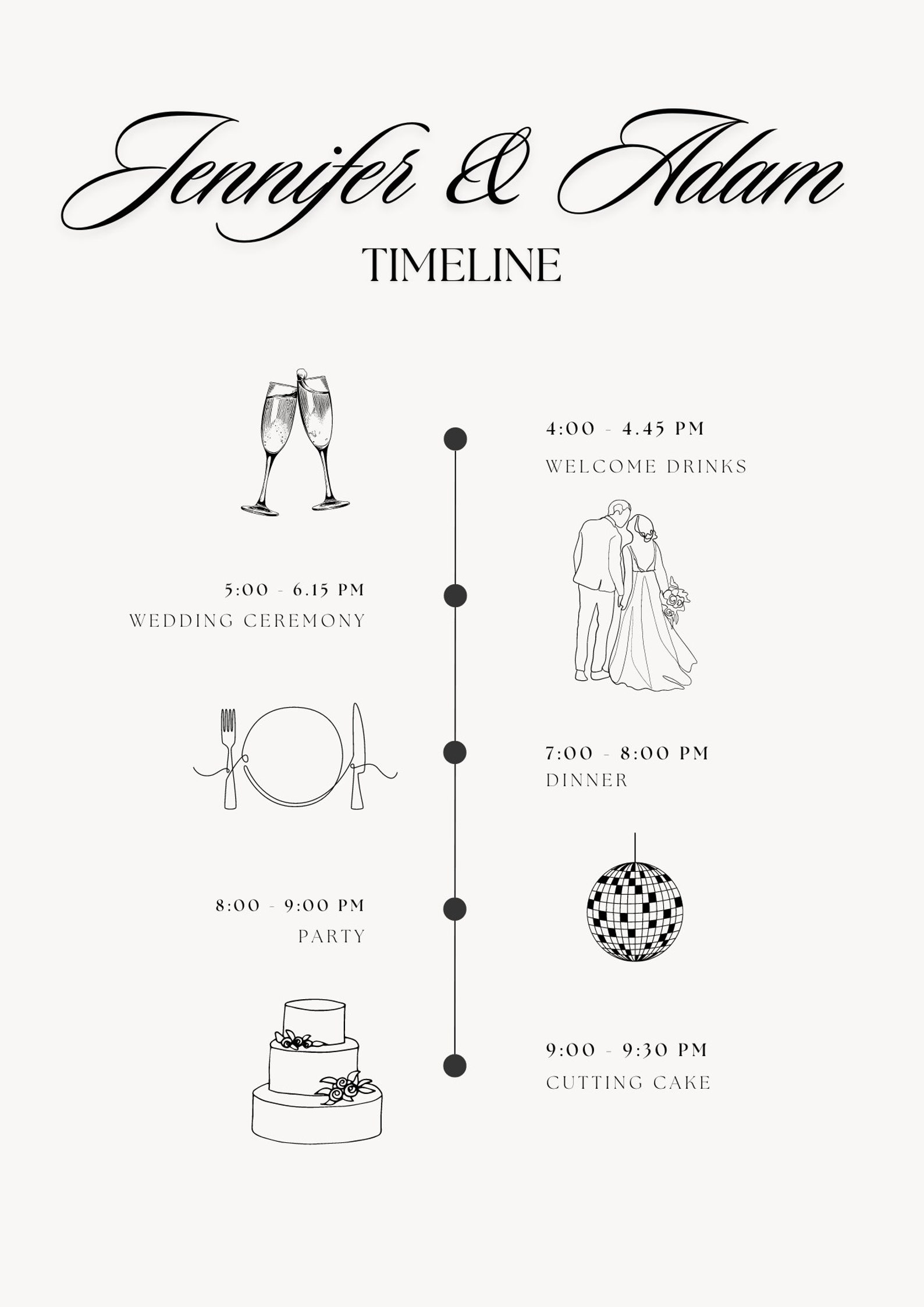 Modern Wedding Timeline, Editable Wedding Day Timeline, Order of ...