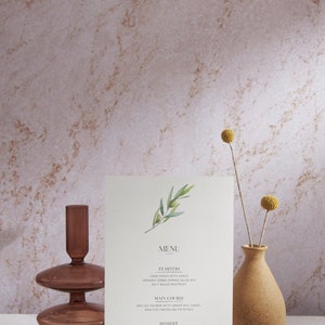 Editable Olive Wedding Menu on Canva, Editable Save the Date Menu ...