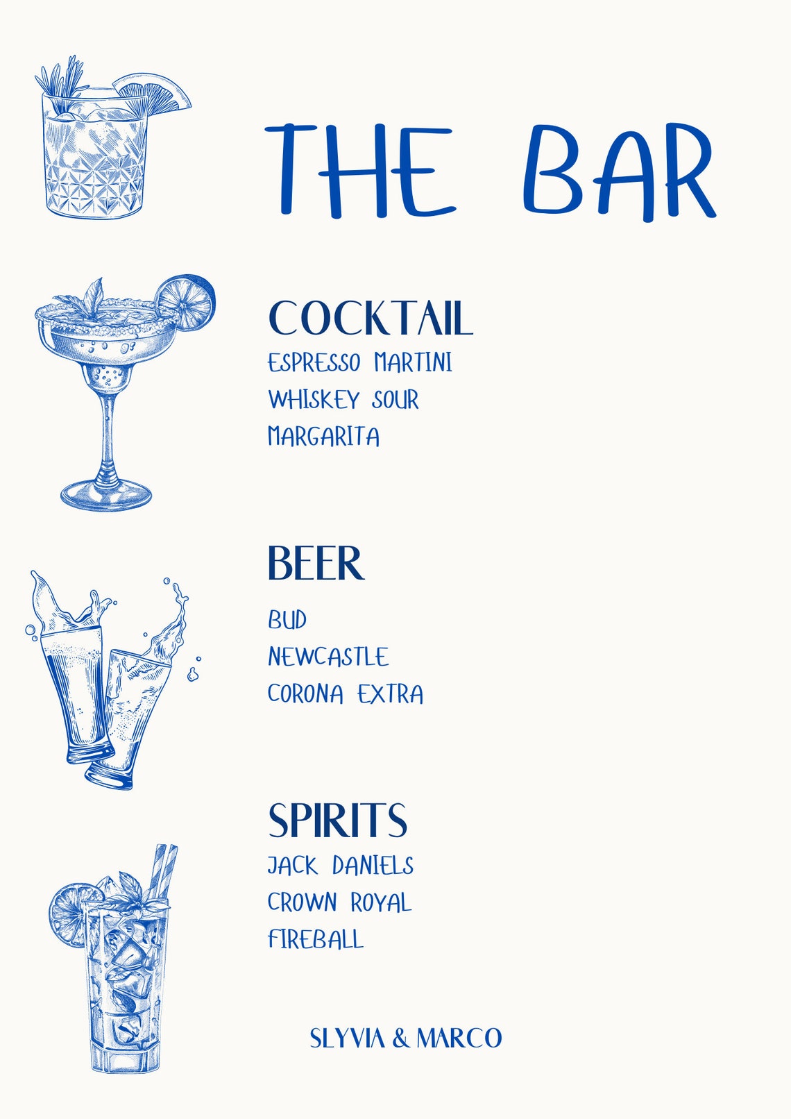 Editable Wedding Bar Menu on Canva, Editable Save the Date Menu Design ...