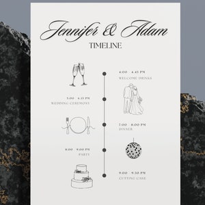 Modern Wedding Timeline, Editable Wedding Day Timeline, Order of ...