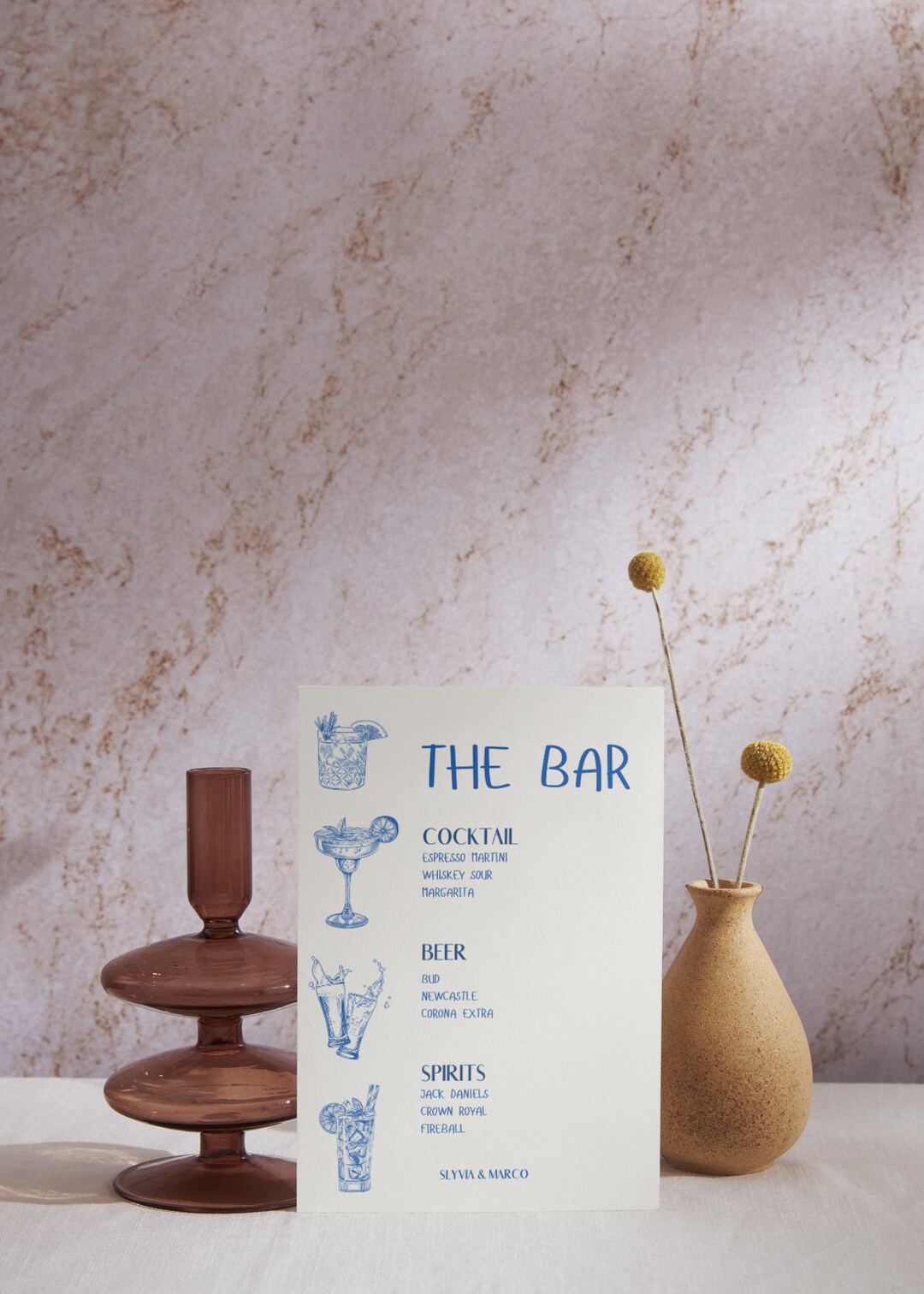 Editable Wedding Bar Menu on Canva, Editable Save the Date Menu Design ...