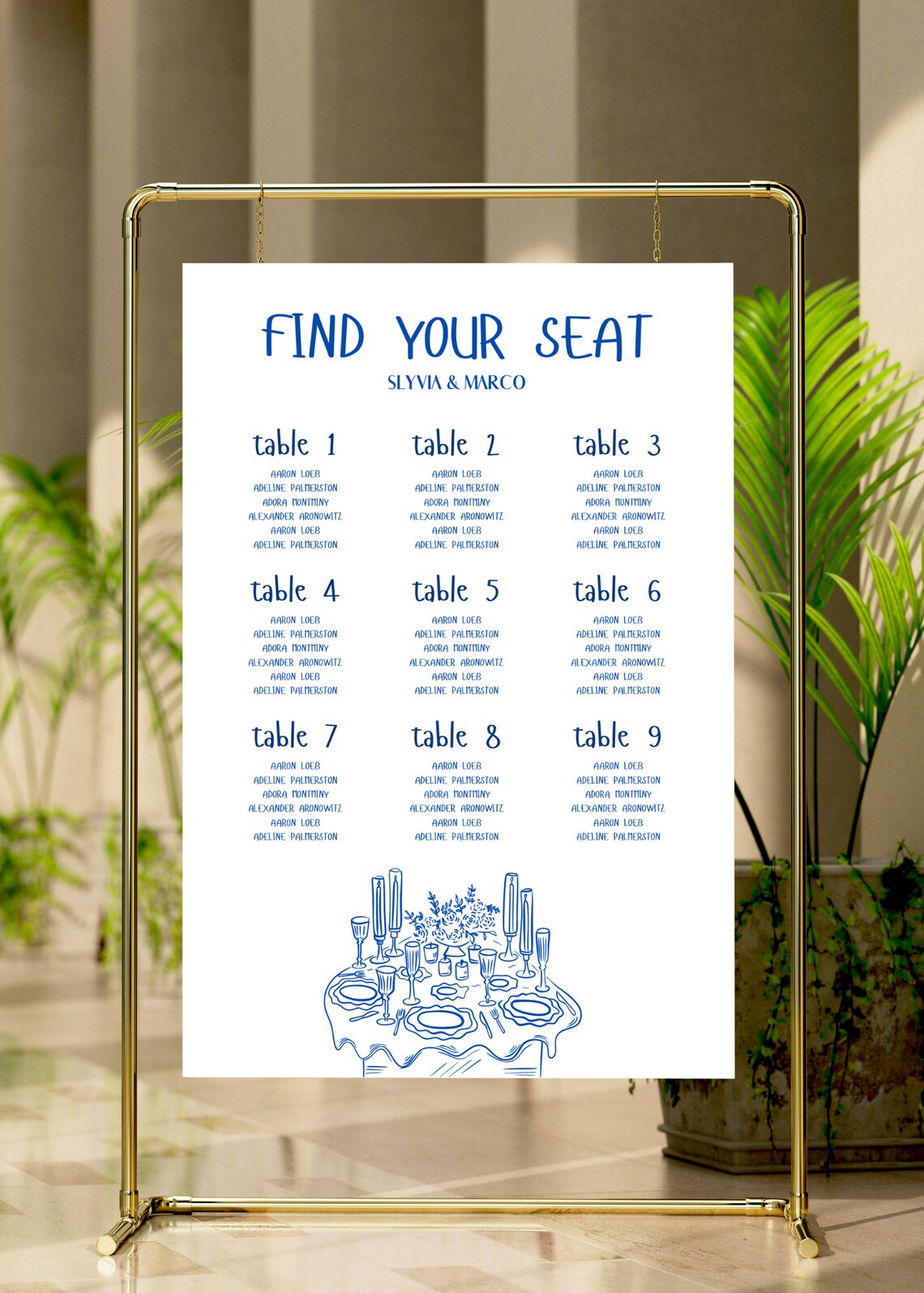 Editable Wedding Seating Chart, Modern Seating Chart Canva, Download ...