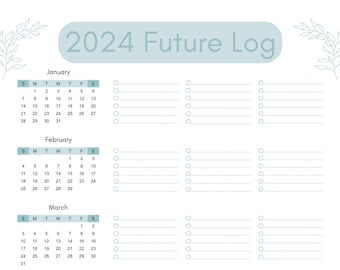 2024 Future Log Printable Soft Blue - Etsy
