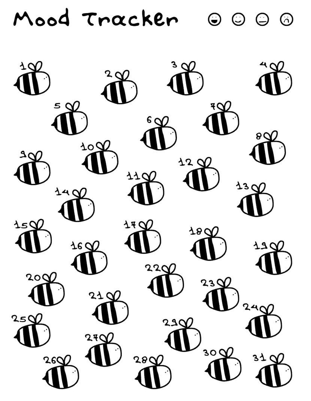 Bumble Bee Mood Tracker Printable Template - Etsy