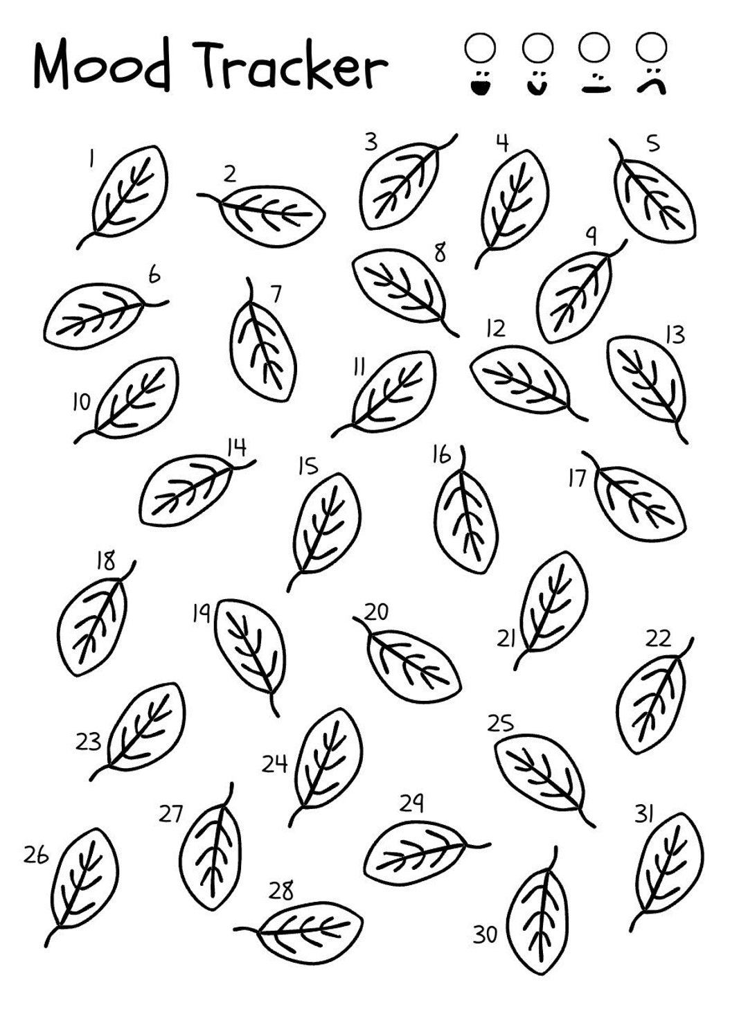 Falling Leaves Mood Tracker Printable Template - Etsy