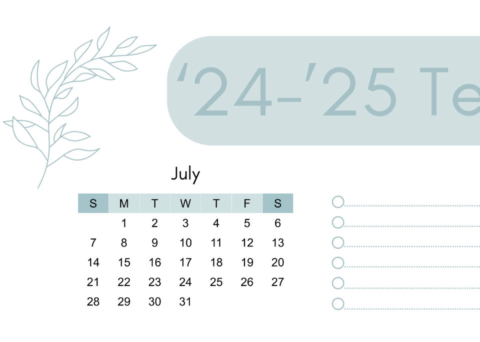 2024-2025 Teacher Future Log Printable Template - Etsy