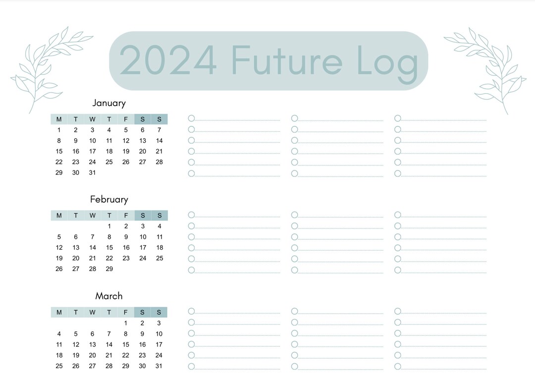 2024 Future Log Printable Soft Blue - Etsy