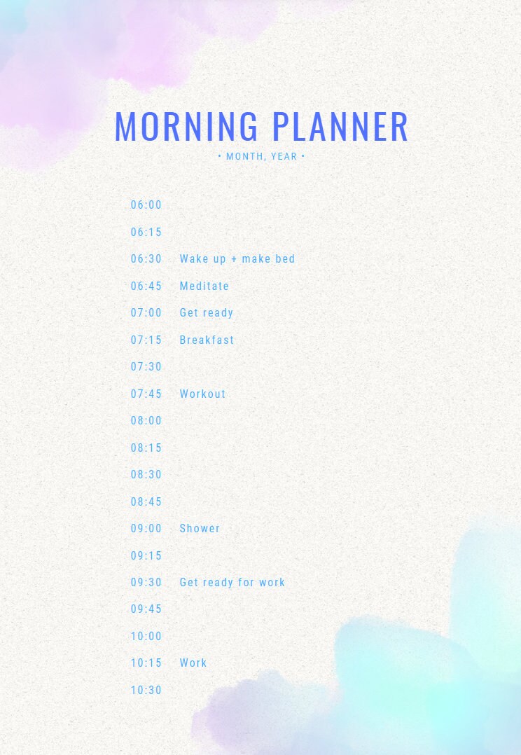 Morning Planner Template - Etsy