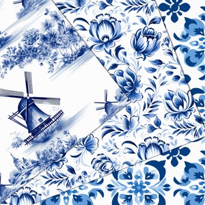 Delft Blue Digital Paper, Delft Blue Seamless Pattern, Delft Blue ...