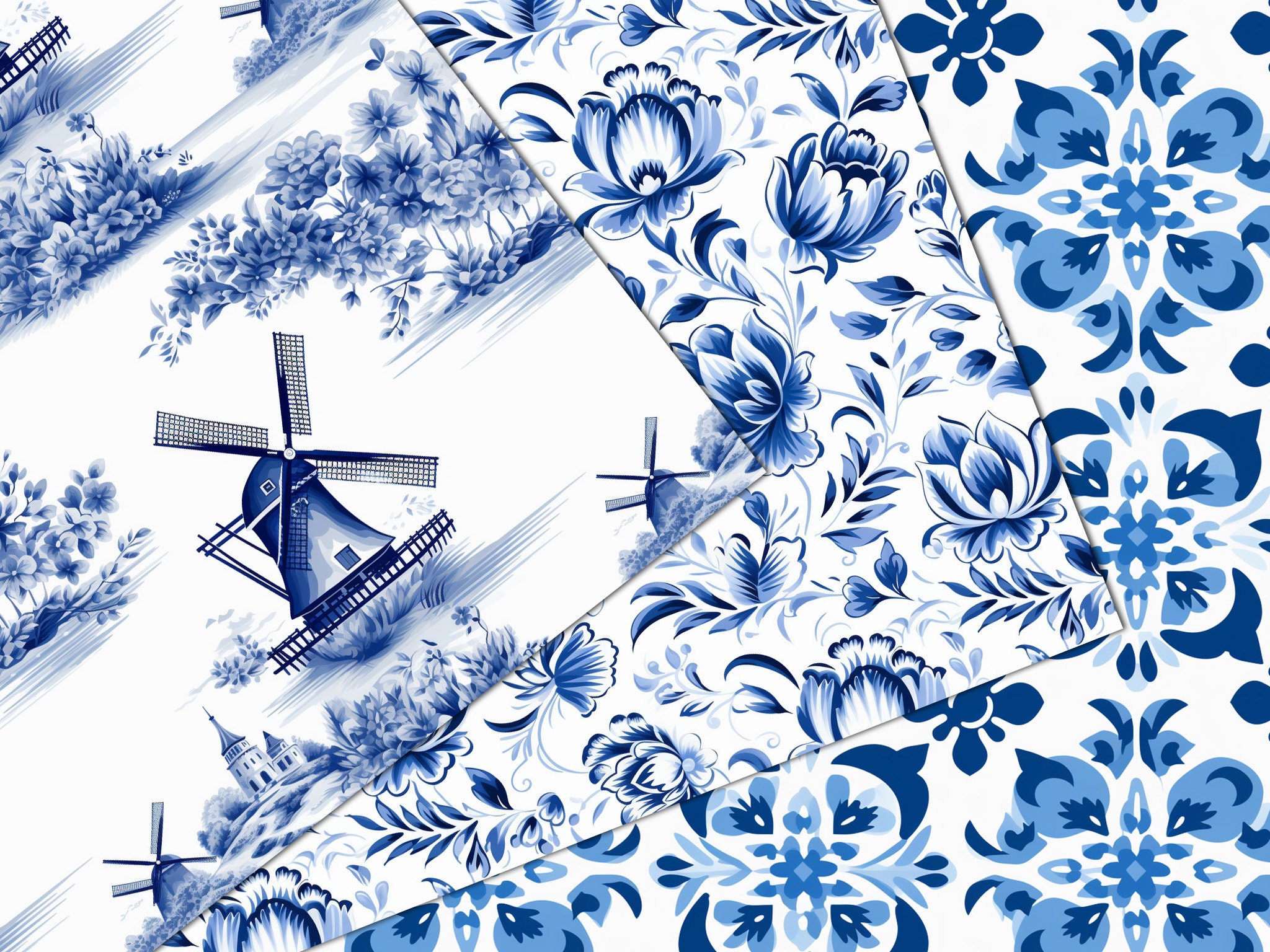 Delft Blue Digital Paper Delft Blue Seamless Pattern Delft - Etsy