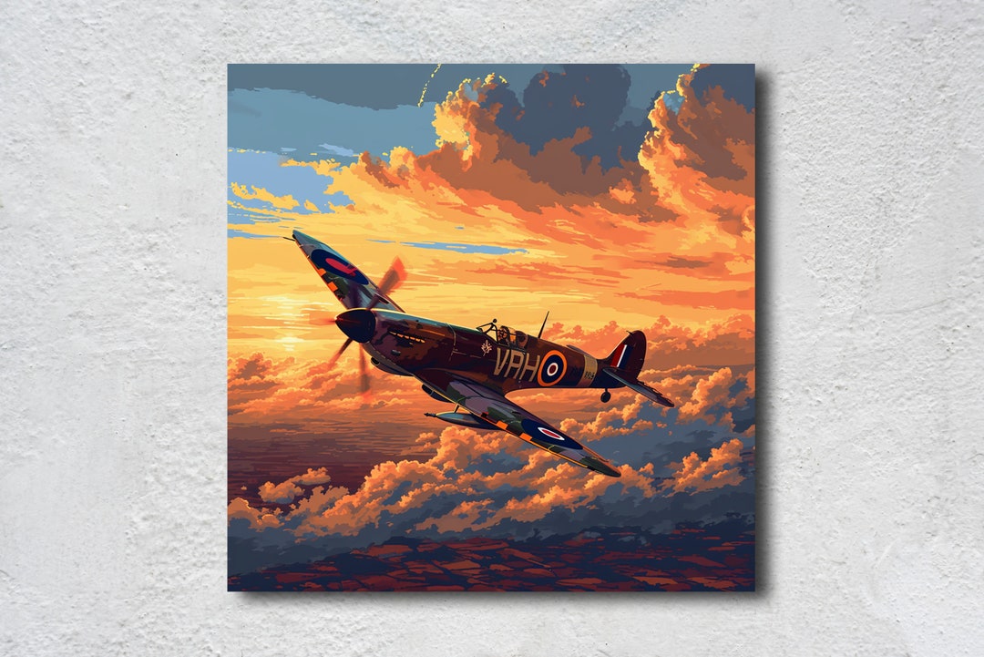 Supermarine Spitfire Pixel Art Poster Print Digital Art Perfect Gift ...