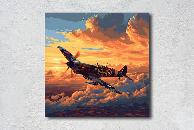 Supermarine Spitfire Pixel Art Poster Print Digital Art Perfect Gift ...