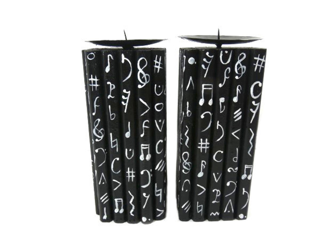 Music Notes Hand Painted Candle Holder Candle Stick Music Candle Stick ...