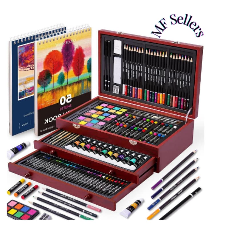 175 Piece Deluxe Art Set With 2 Drawing Pads, Professional Art Kit, Art ...