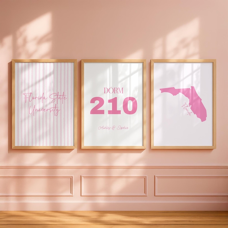 Custom Dorm Room Poster Set: Personalized College Wall Art (digital ...