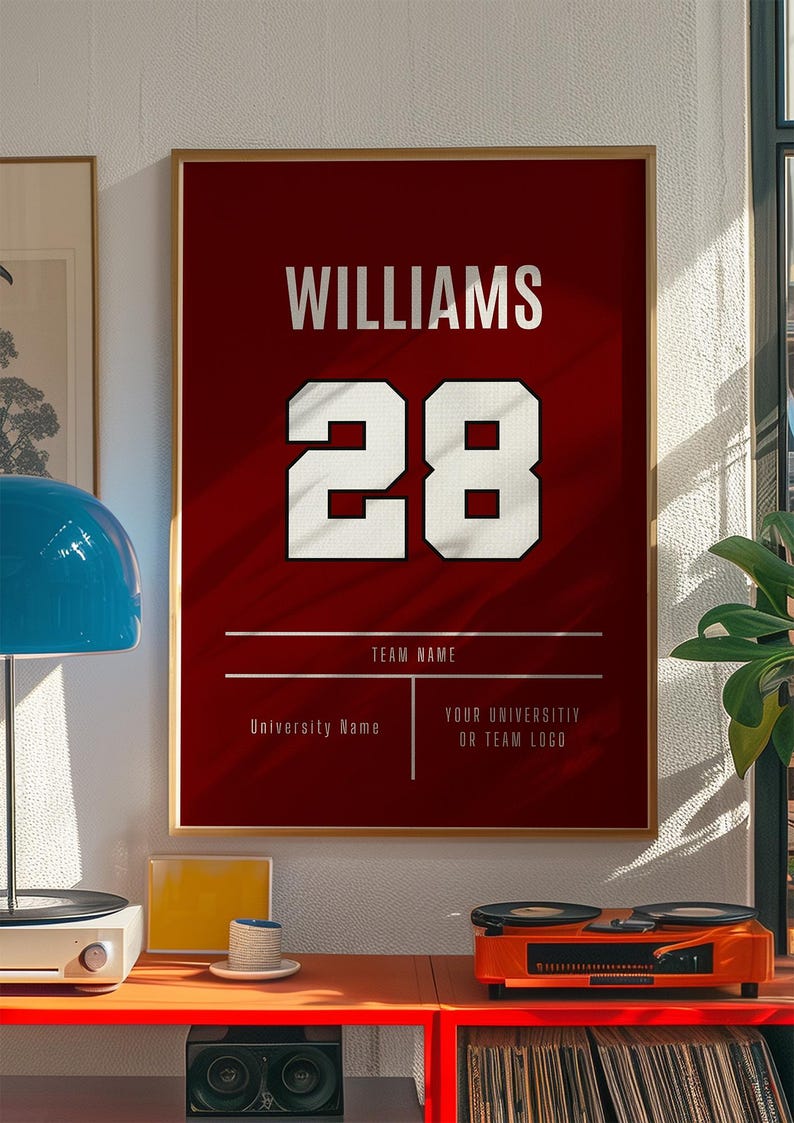 Custom Sports Jersey Poster: Personalized Team Colors, Name & Number ...