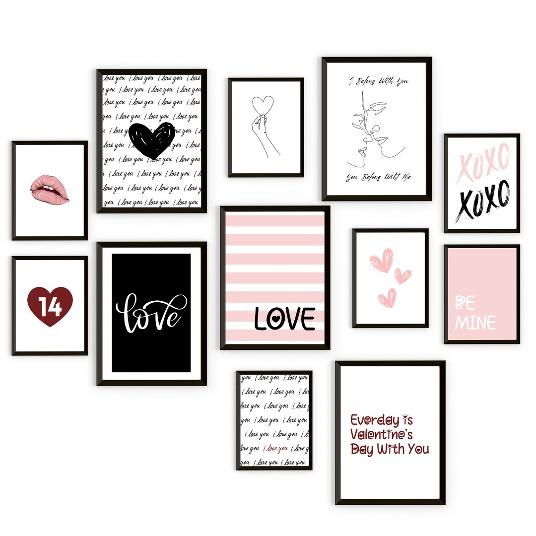 Valentines Day Printable Gallery Wall Art Bundle, Set of 12 Modern ...