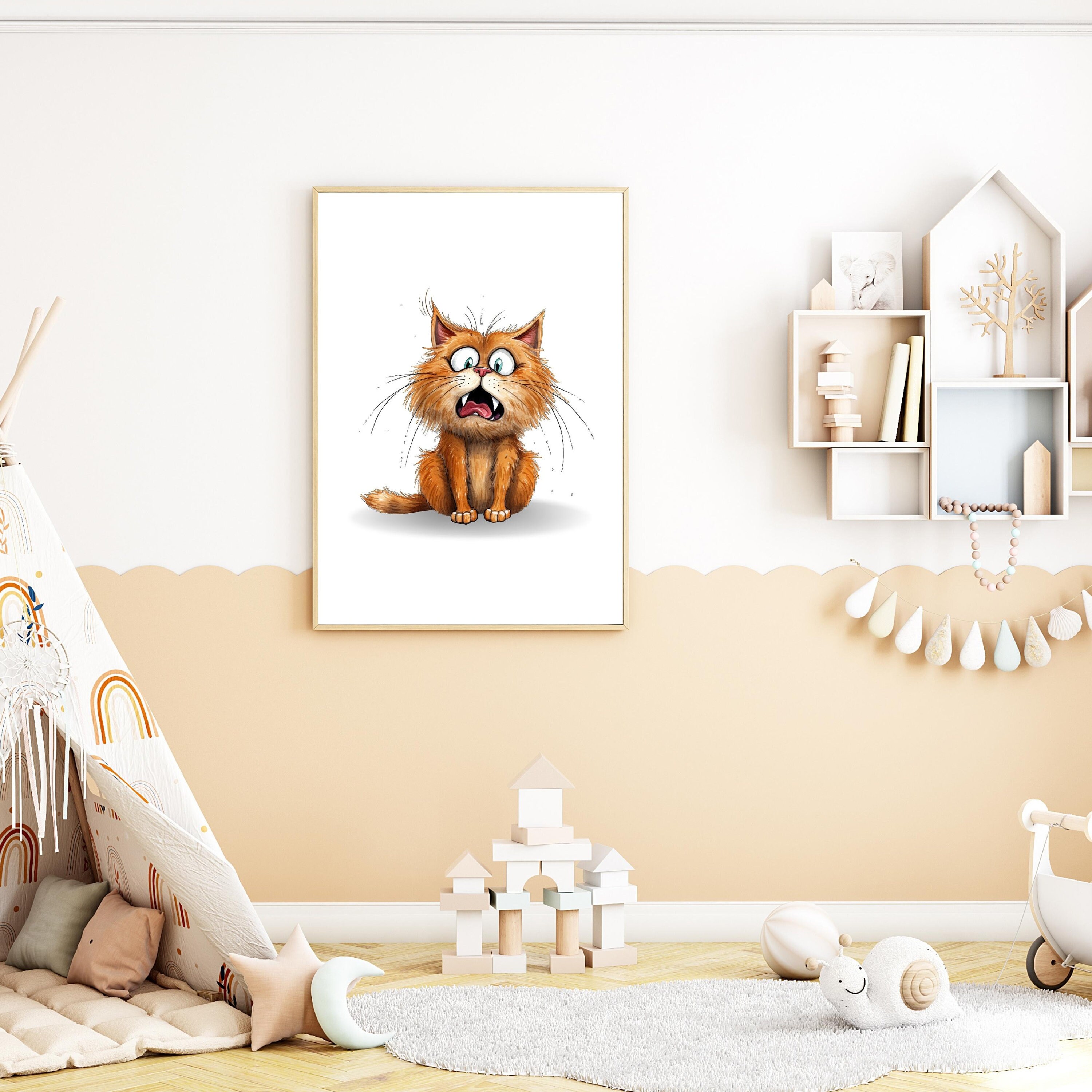 Cat Print Yellow Cat Wall Art Cat Poster Funny Cat Print - Etsy