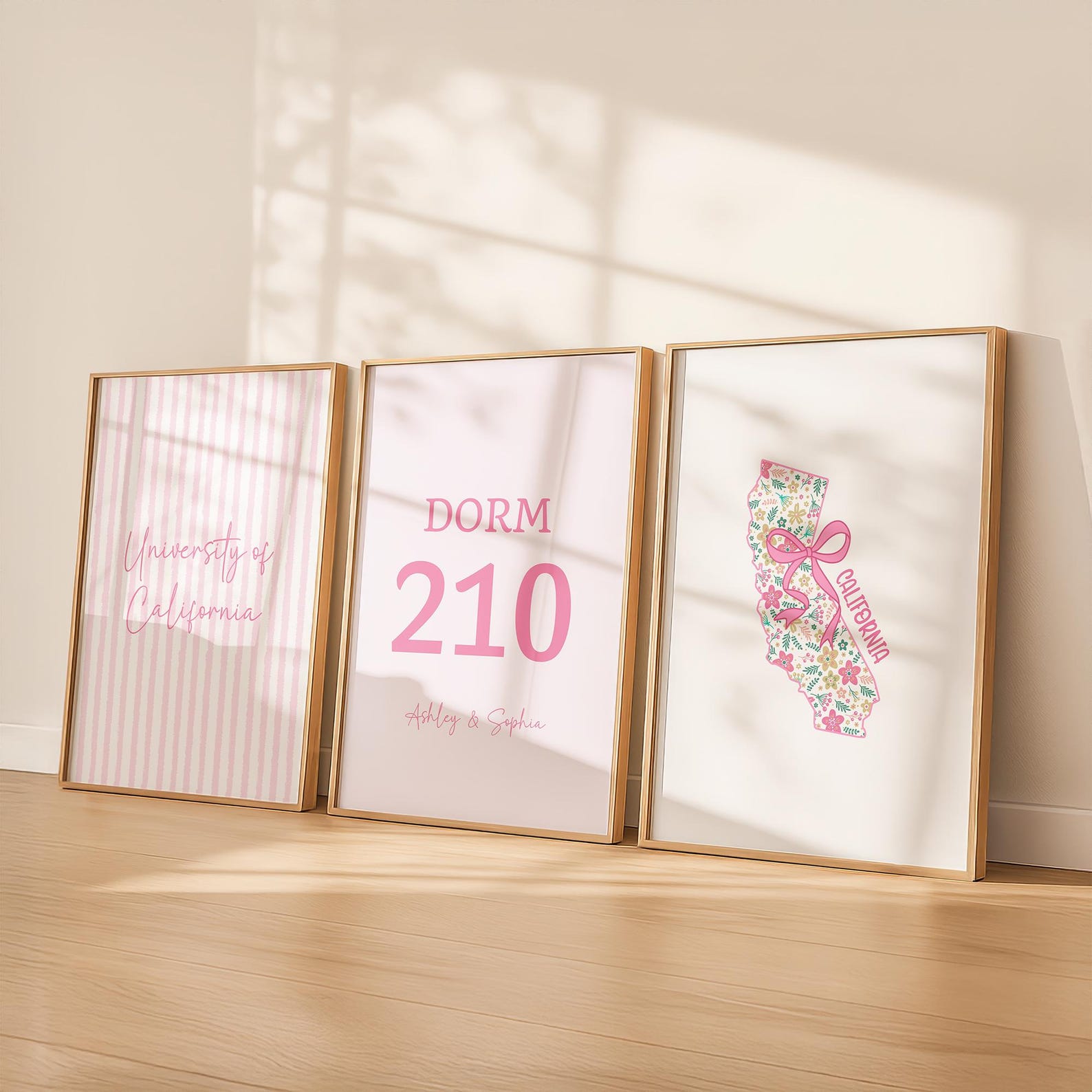 Personalized College Dorm Poster Set: Custom State Map, Roommate Names ...