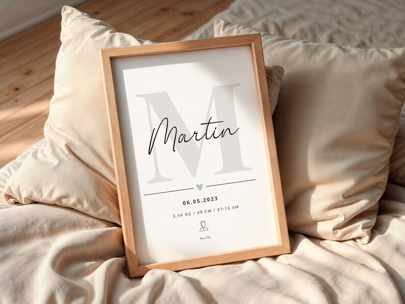 Personalized Birth Stats Poster: Minimalist Nursery Decor (digital ...